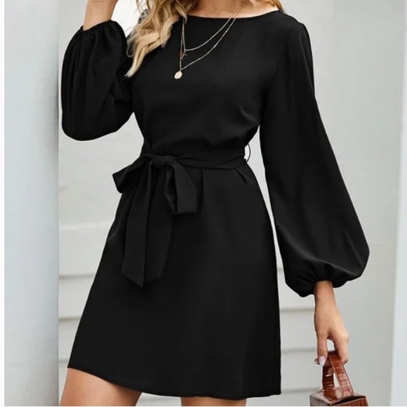 Dresses | Dark Green Long Sleeve Minimalist Work Office Mini Dress ...